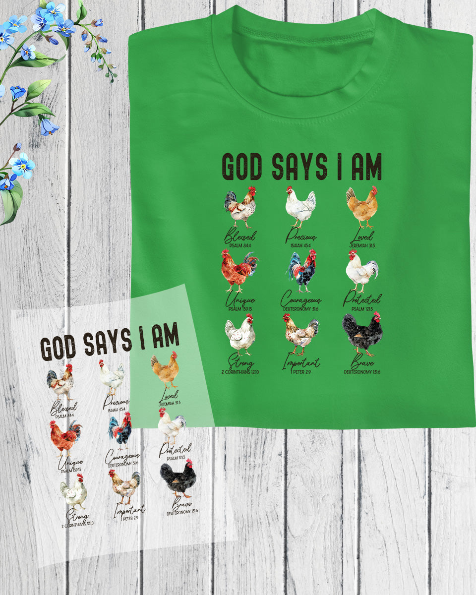 God Says I Am Chicken DTF Transfer Film – Super Custom Tees