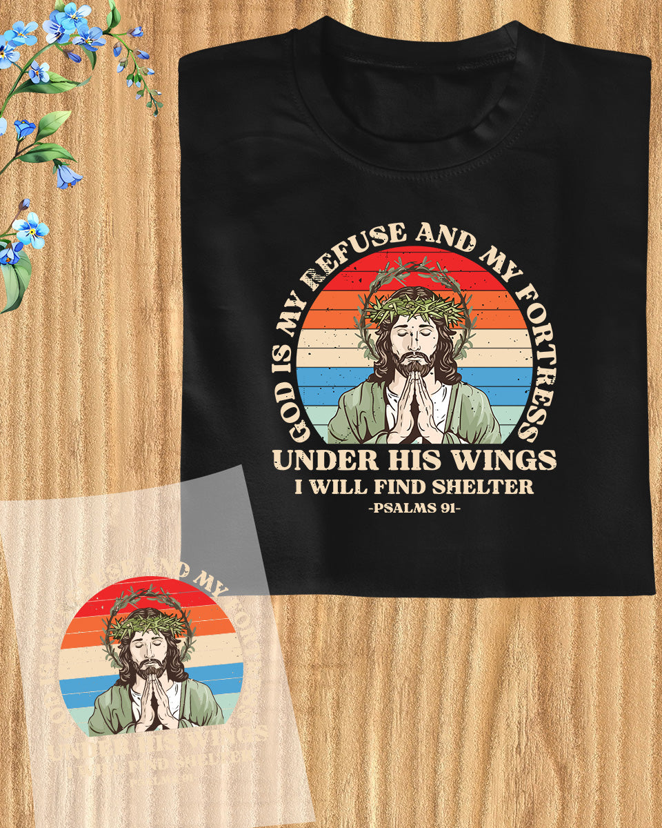 PSALM 91 Bible Verse Retro Christian DTF Transfer Film – Super Custom Tees
