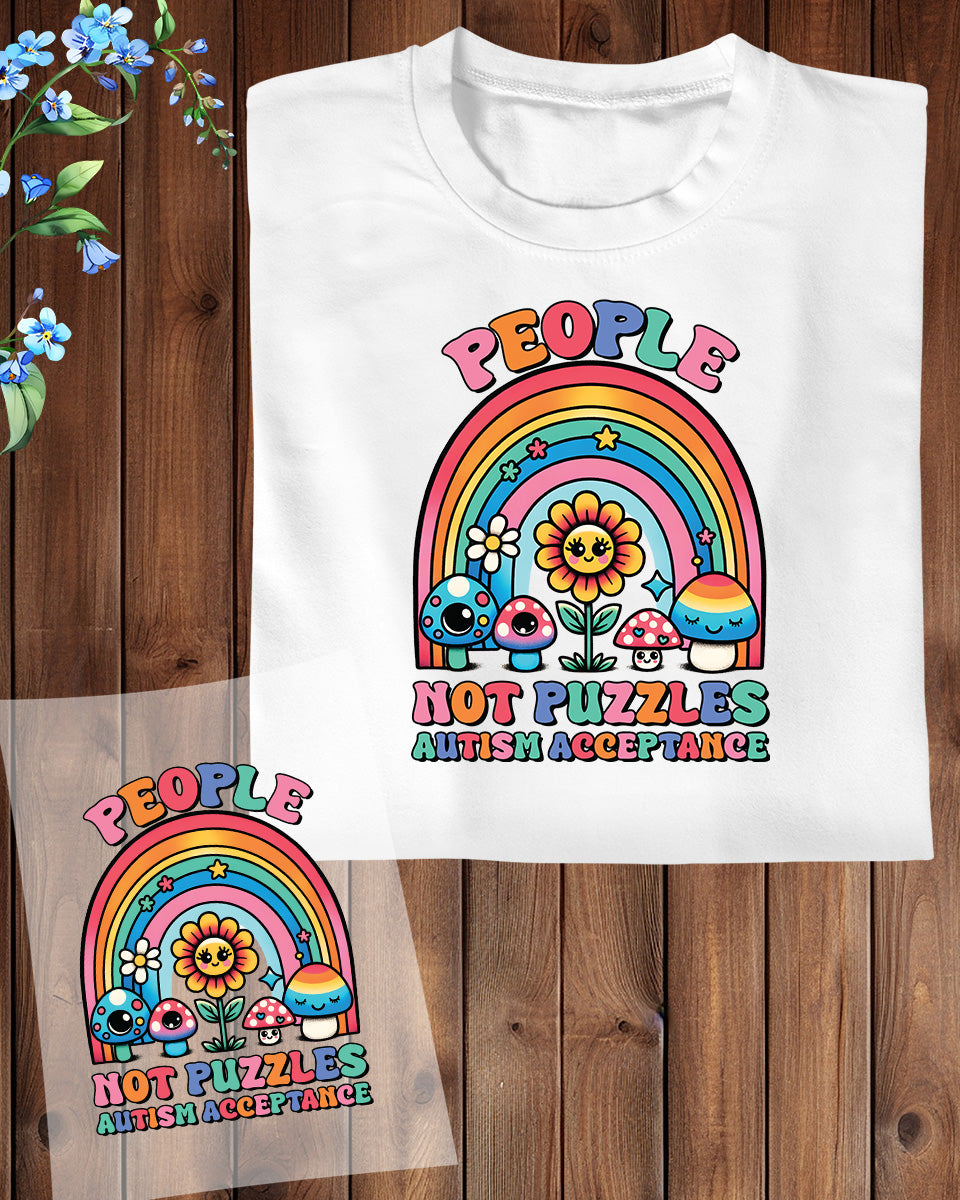 People Not Puzzles Autism Acceptance DTF Transfer Film – Super Custom Tees